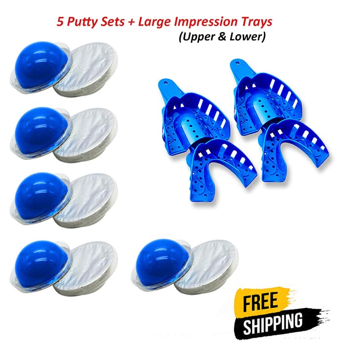 Dental Impression Kit Tooth Retainer 5 Putty Set + Upper & Lower Trays ...