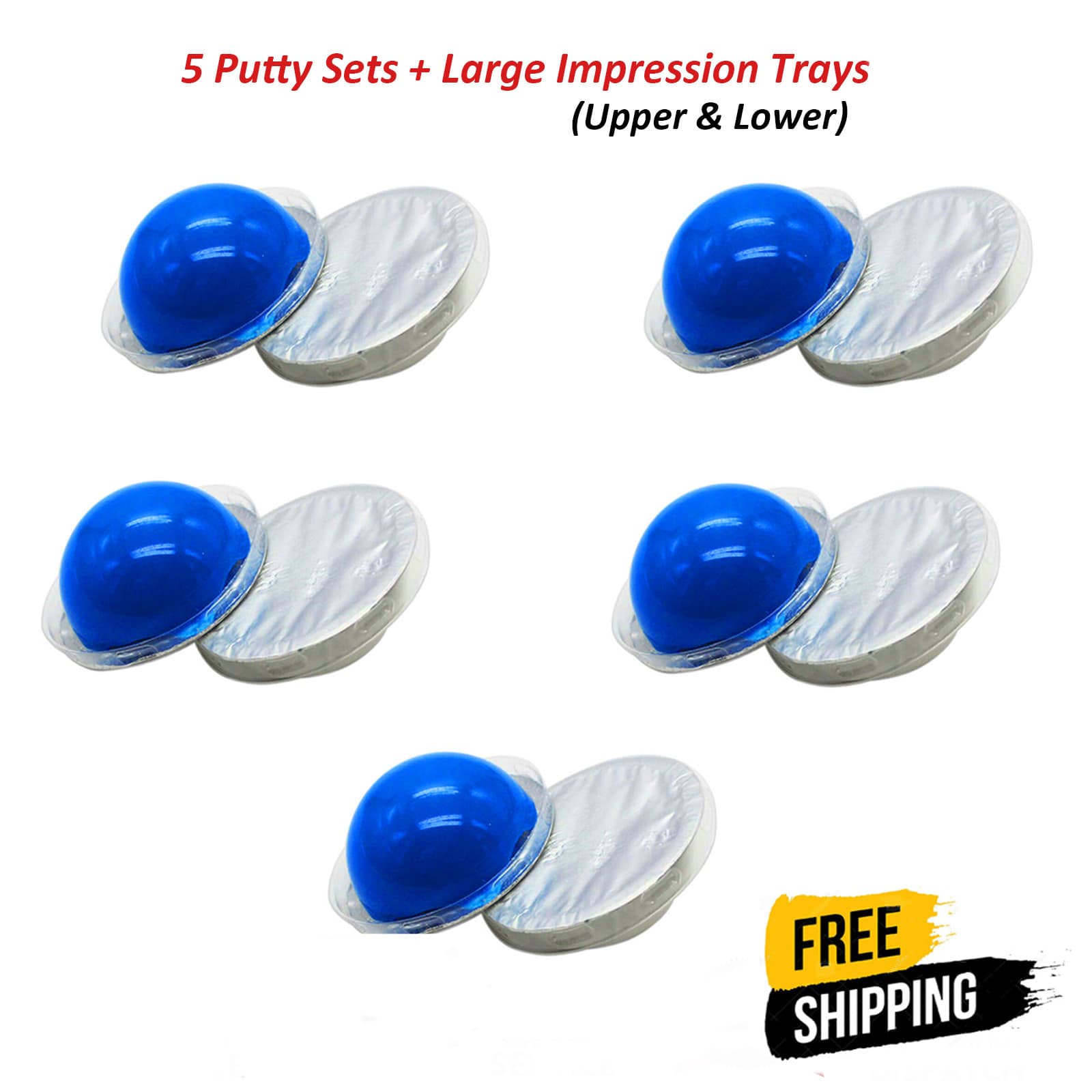 Dental Impression Kit Tooth Retainer 5 Putty Set + Upper & Lower Trays Dentistry Care Tool ...