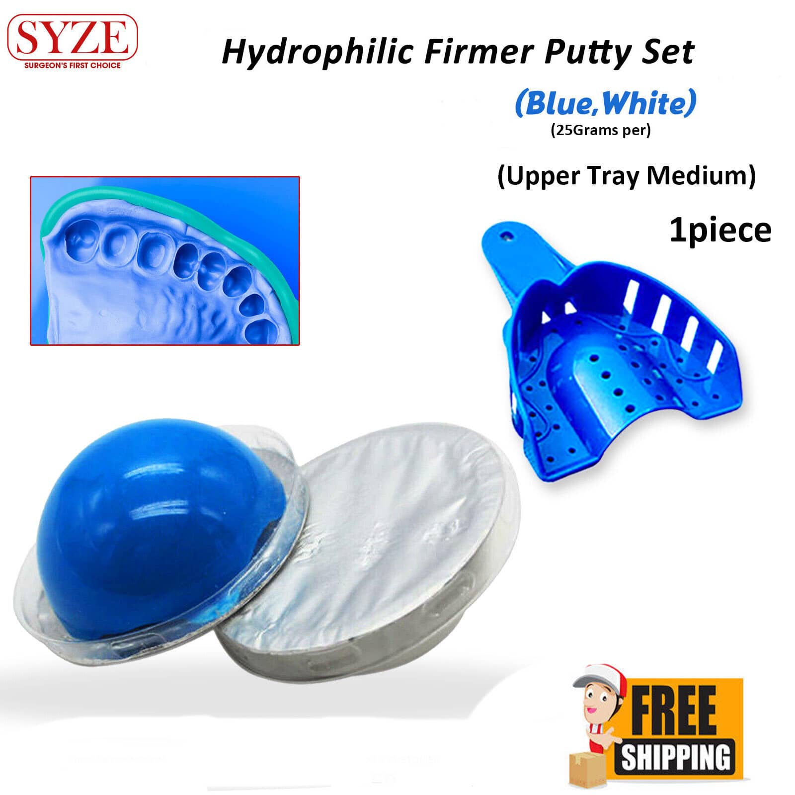 Hydrophilic Teeth Impression Putty Silicone Material And Mould With Upper Tray Dental Impression