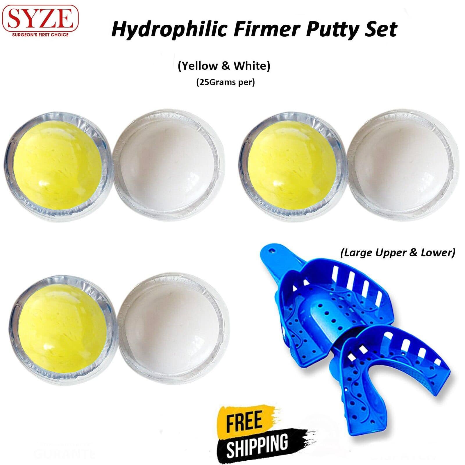 Hydrophilic Impression Tube Putty Yellow White + Large Upper & Lower ...