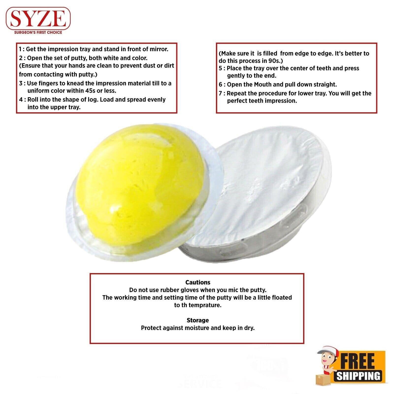 Hydrophilic Impression Tube Putty Yellow White + Large Upper & Lower ...